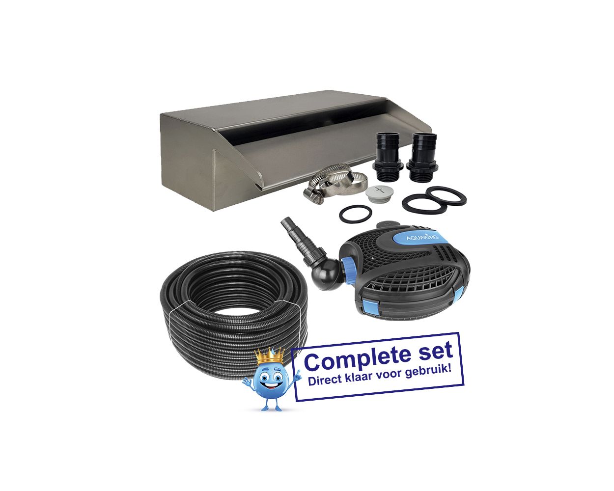 RVS waterval 120 cm | complete set met pomp - AquaKing